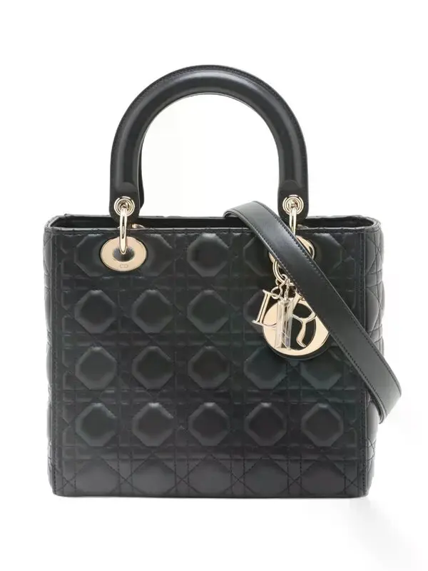 Dior 2000-2026 Medium Lambskin Cannage Lady Satchel - Black