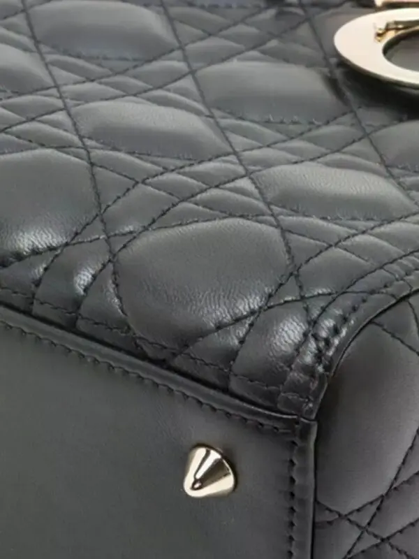 Dior 2000-2026 Medium Lambskin Cannage Lady Satchel - Black