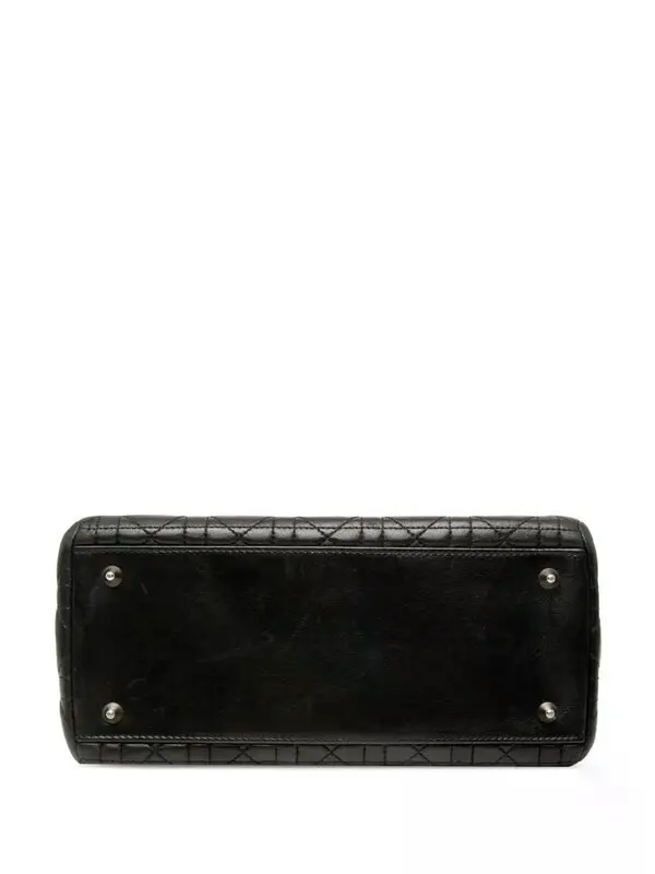 Dior 2004 Medium Lambskin Cannage Lady Satchel - Black
