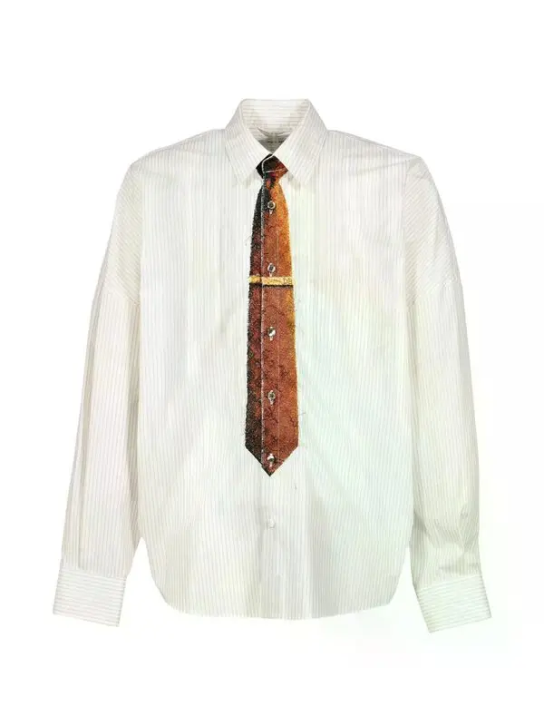 DOUBLET Tromp L'oeil Tie-print Striped Cotton Shirt