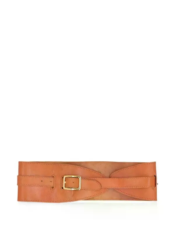 WALTER ALBINI Wide Leather Belt With Gold-tone Buckle