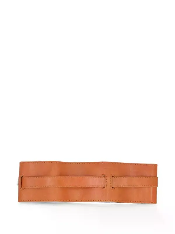 WALTER ALBINI Wide Leather Belt With Gold-tone Buckle