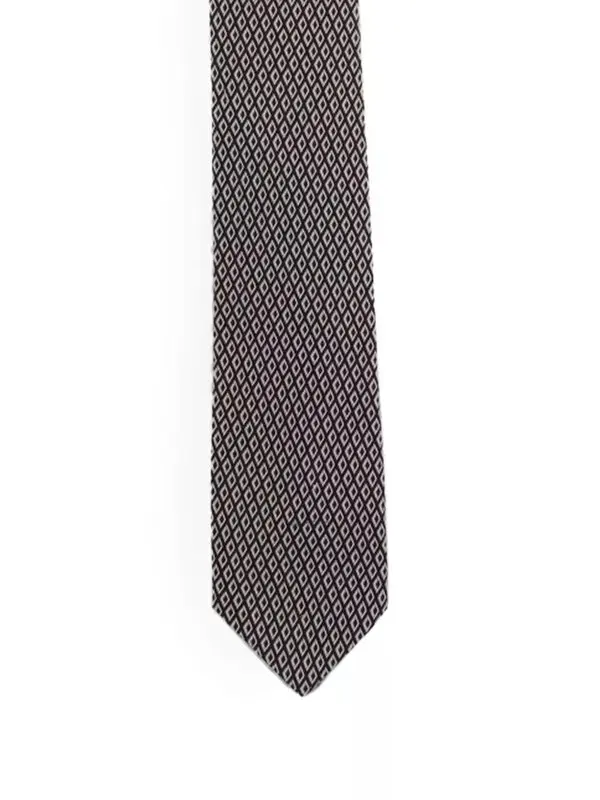 LARDINI Geometric Pattern Neck Tie - Brown