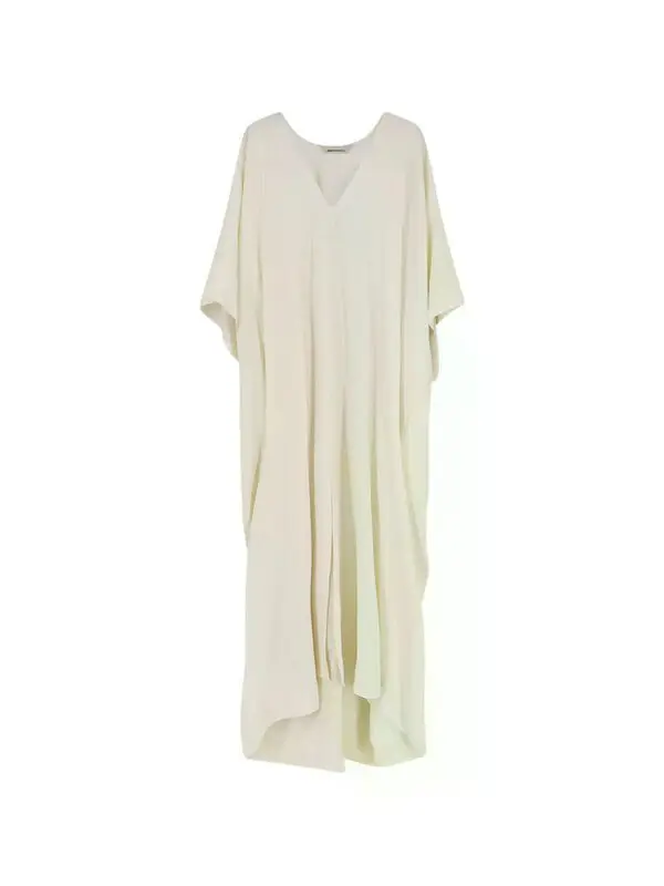 Alberta Ferretti V-neck Short-sleeve Long Dress - Neutrals