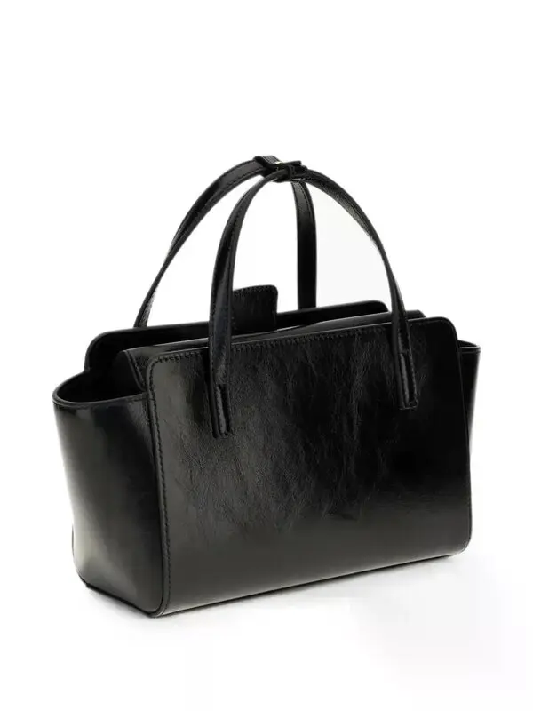HIDESINS Logo Print Leather Tote Bag - Black