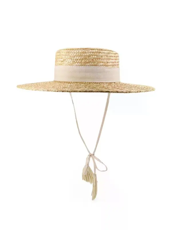 LAVI COUTURE Tassel-detail Interwoven Sun Hat - Neutrals