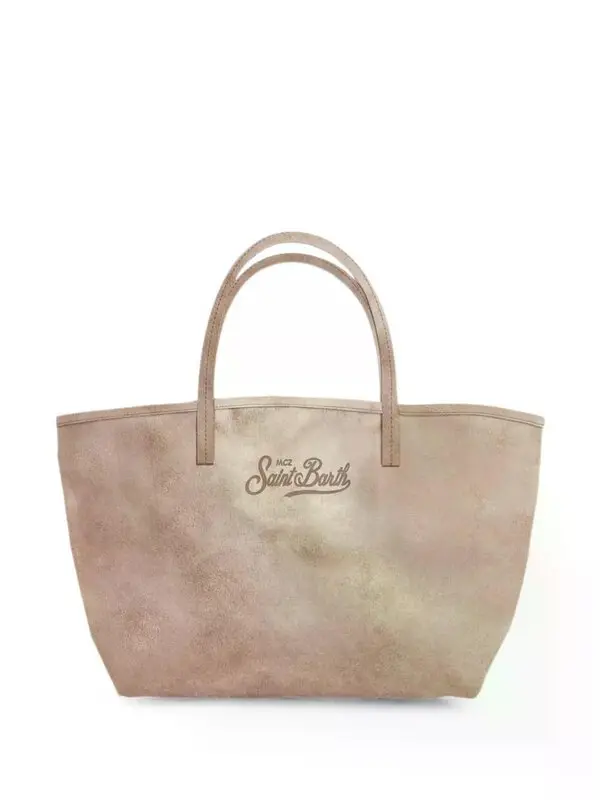 MC2 SAINT BARTH City Logo-print Suede Tote Bag - Neutrals