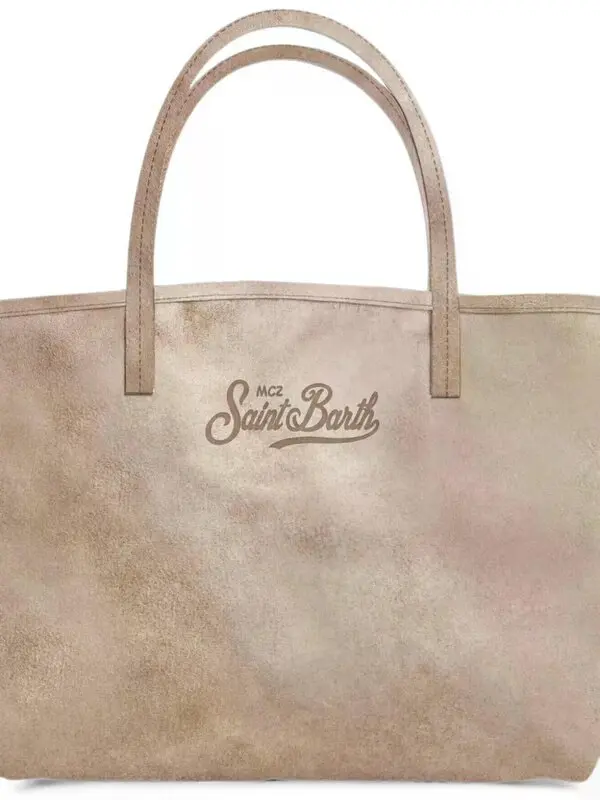 MC2 SAINT BARTH City Logo-print Suede Tote Bag - Neutrals