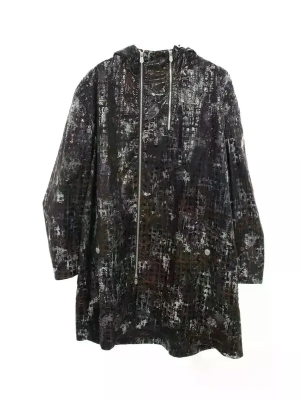 Hermès Abstract Pattern Hooded Coat - Black