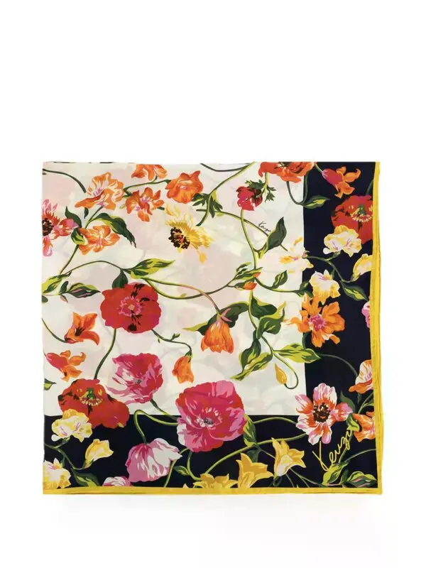 Kenzo Floral-print Silk Scarf - Neutrals