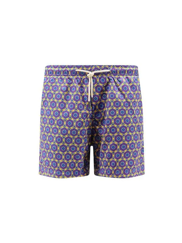 PENINSULA SWIMWEAR Geometric Print Drawstring Swim Shorts - Purple