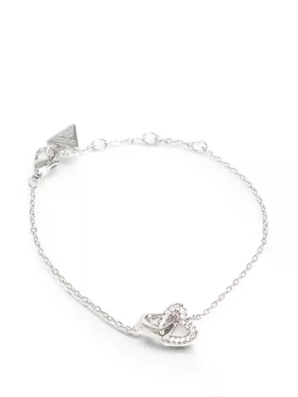 Guess Beloved Crystal-embellished Heart-motif Bracelet - Silver