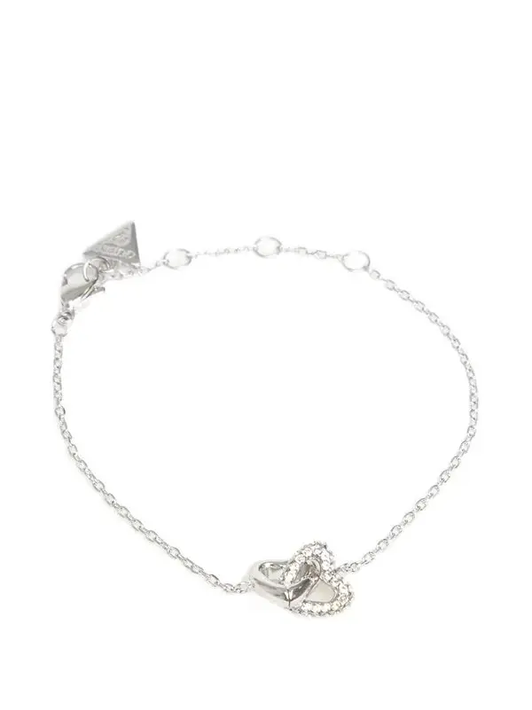 Guess Crystal-embellished Heart-motif Chain Bracelet - Silver