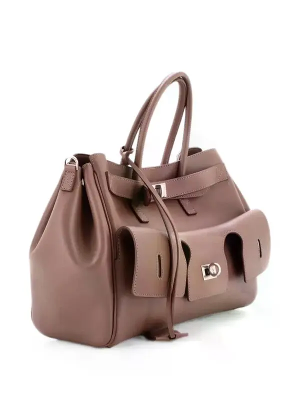 Balenciaga Bel Air Carry All Bag Leather Small Tote Bag - Brown