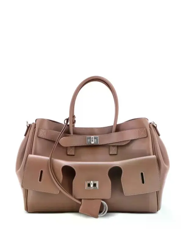 Balenciaga Bel Air Carry All Bag Leather Small Tote Bag - Brown