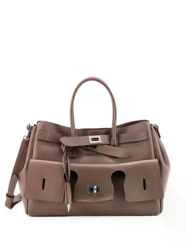 Balenciaga Bel Air Carry All Bag Leather Small Tote Bag - Brown