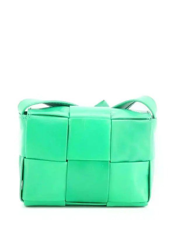 Bottega Veneta Cassette Maxi Intrecciato Leather Candy Crossbody Bag - Green