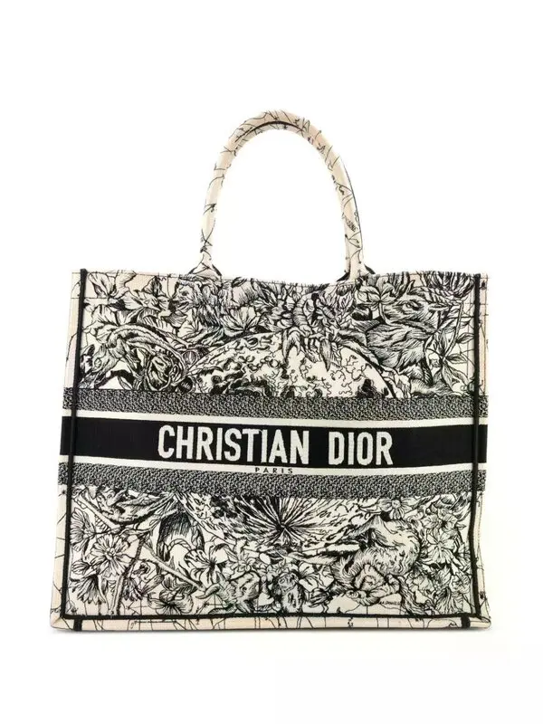 Dior Book Embroidered Canvas Large Tote Bag