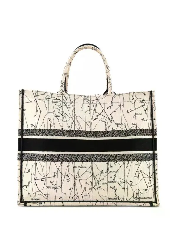 Dior Book Embroidered Canvas Large Tote Bag