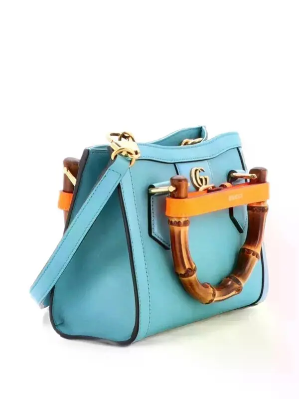 Gucci Diana Nm Bamboo Handle Tote Leather Mini Crossbody Bag - Blue