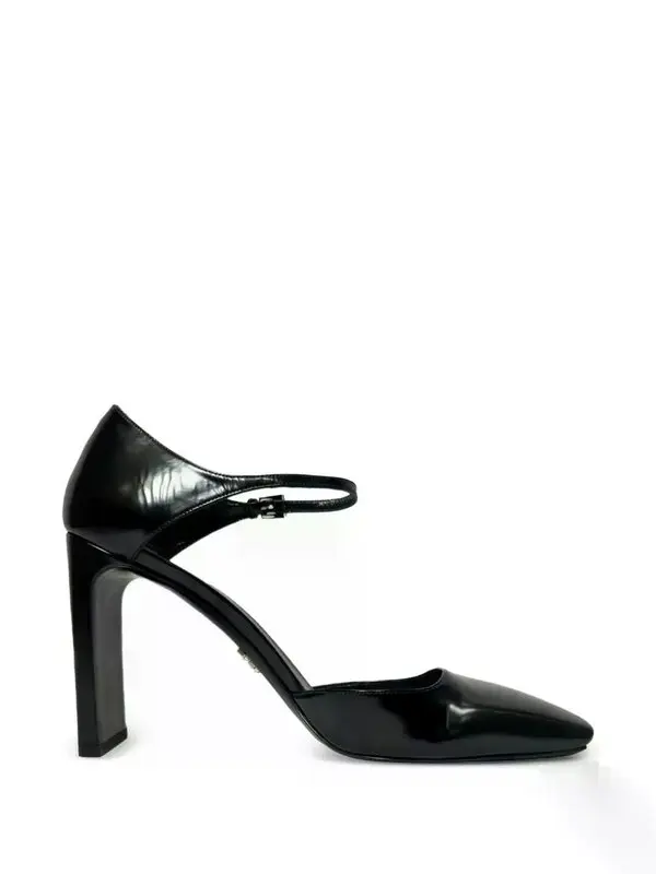 Prada Leather Square-toe Ankle-strap Pumps - Black