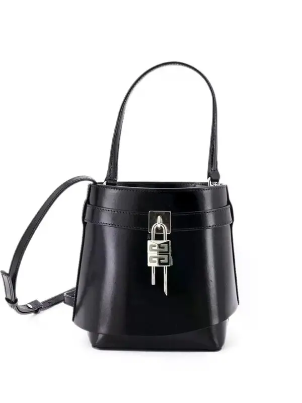 Givenchy Gv Shark Lock Leather Bucket Bag - Black