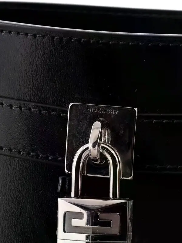 Givenchy Shark Lock Leather Bucket Bag - Black