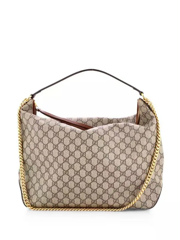 Gucci Chain Gg Coated Canvas Large Hobo Bag - Brown