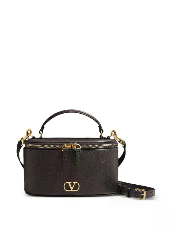 Valentino Garavani Mini Vlogo Signature Leather Vanity Tote Bag - Brown