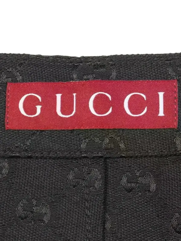 Gucci Logo Patterned Denim Shorts