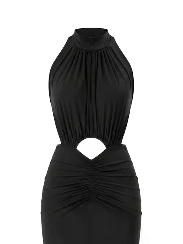 AMAZUIN Mina Cut-out Ruched Maxi Dress - Black