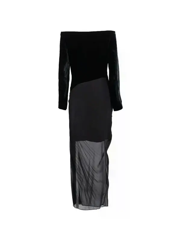 Versace Off-shoulder Pleated Midi Dress