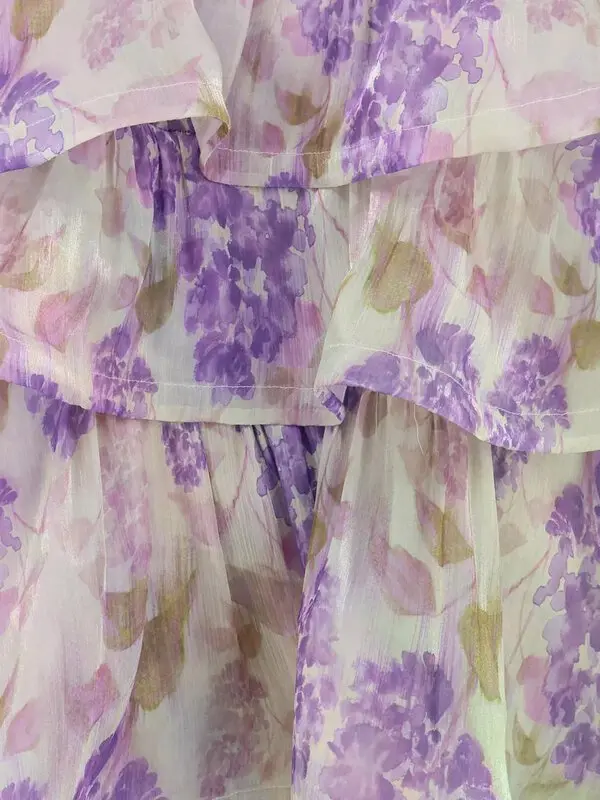 ACTUALEE Floral Print Tiered Ruffled Maxi Dress