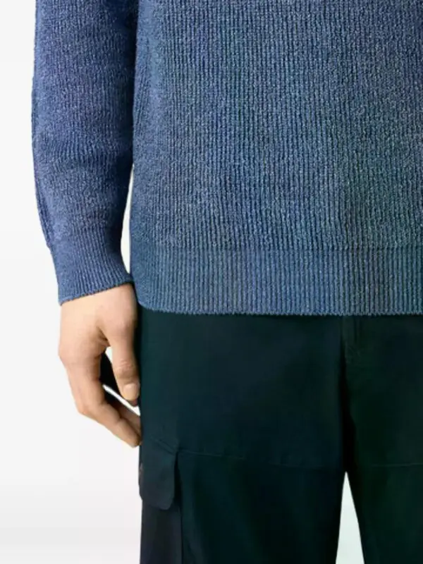 Stone Island Logo-patch Waffle Knit Sweater - Blue