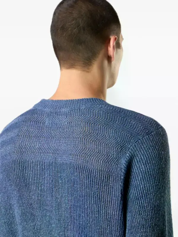 Stone Island Logo-patch Waffle Knit Sweater - Blue