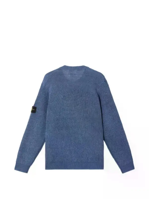 Stone Island Logo-patch Waffle Knit Sweater - Blue