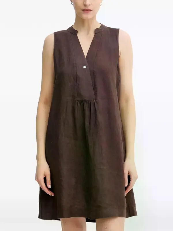 BENETTON Sleeveless V-neck Mini Dress - Brown