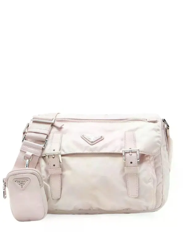 Prada Re-nylon Double Buckle Messenger Bag - Pink
