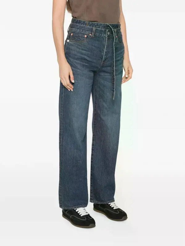 Sacai Layered Waist Belted Jeans - Blue