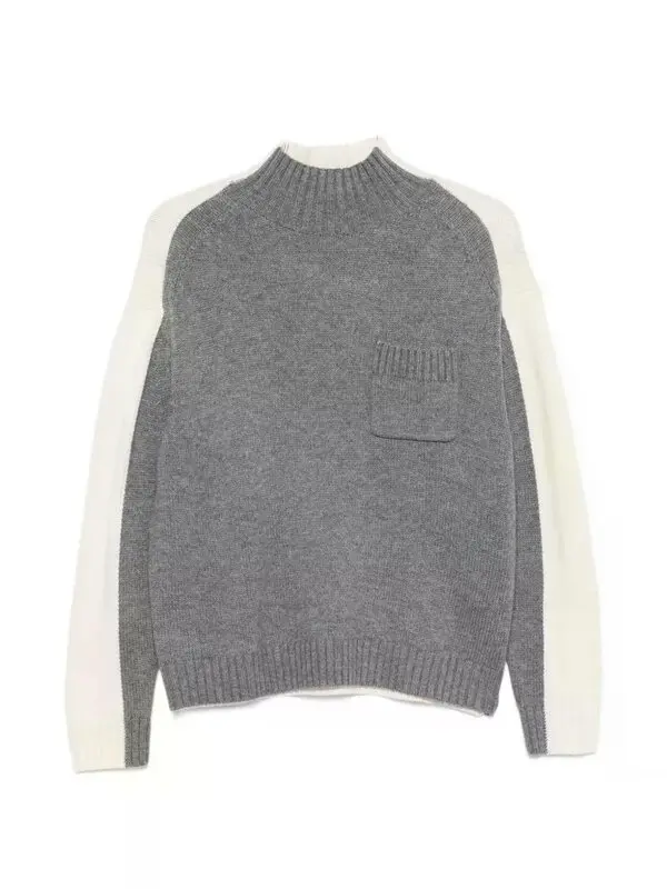 SEMICOUTURE Two-tone Pocket-detail Sweater - Grey