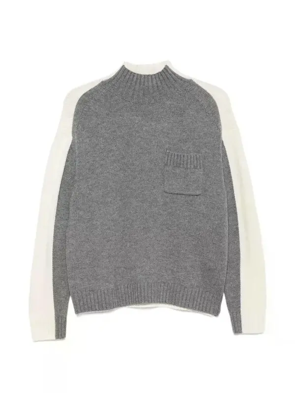 SEMICOUTURE Two-tone High Neck Sweater - Grey