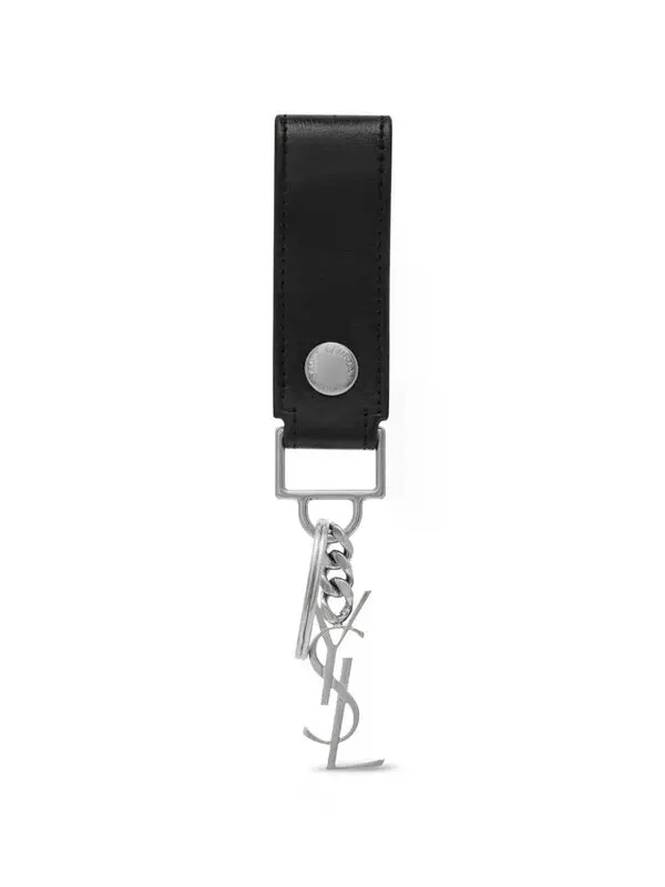 Saint Laurent Cassandre Key Ring In Smooth Leather