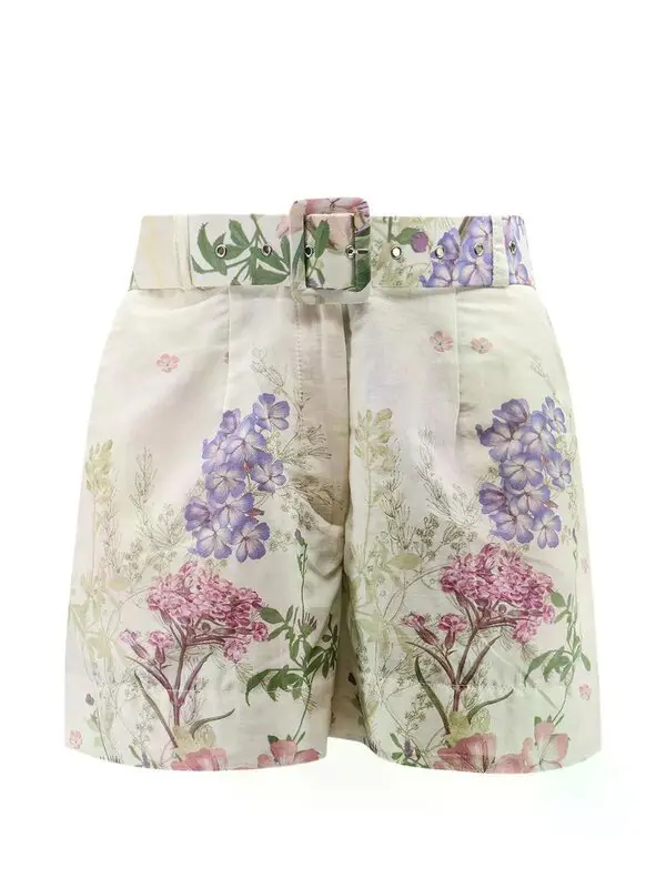 Charo Ruiz Ibiza Floral-print Belted Shorts - Neutrals