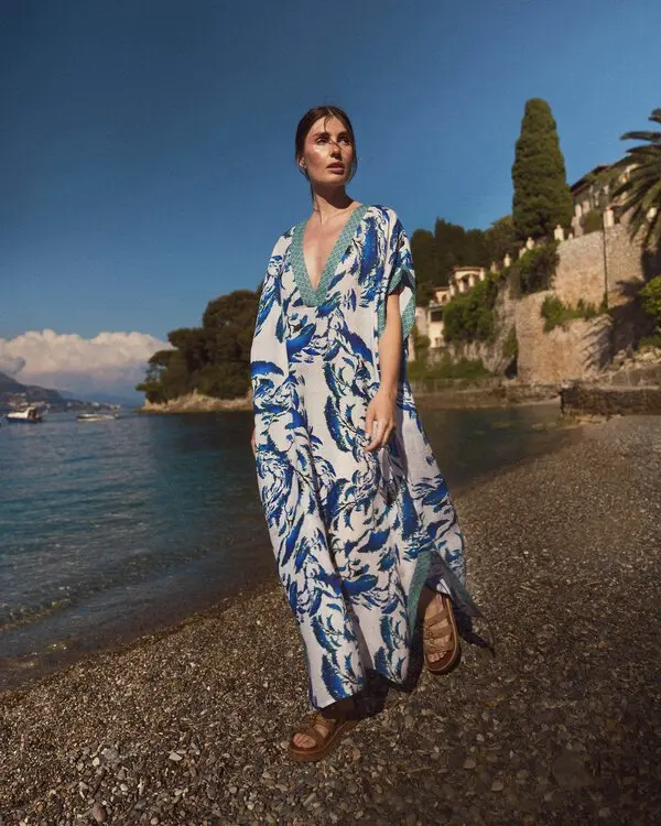 KARMA ON THE ROCKS Kaze Bonsai Linen Kaftan