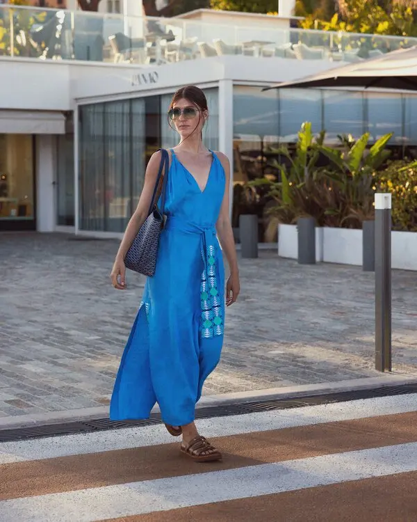 KARMA ON THE ROCKS Sabi Embroidered Linen Maxi Dress