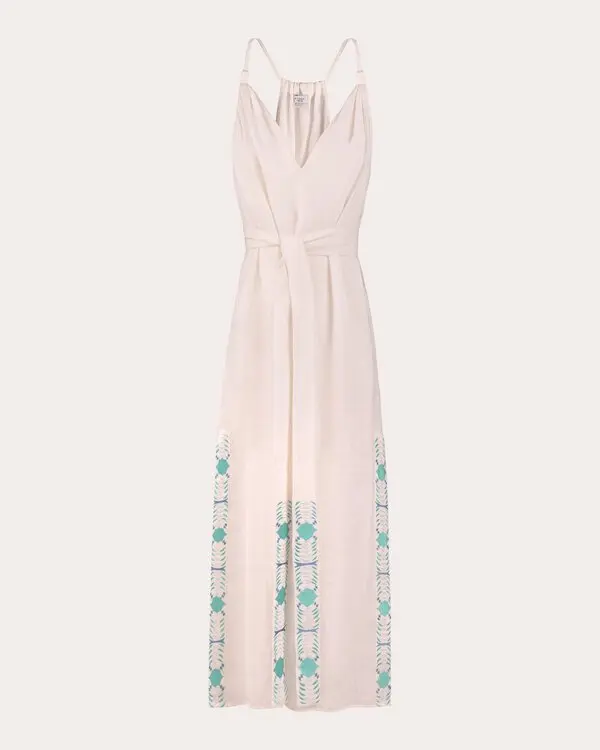 KARMA ON THE ROCKS Sabi Embroidered Linen Maxi Dress - White
