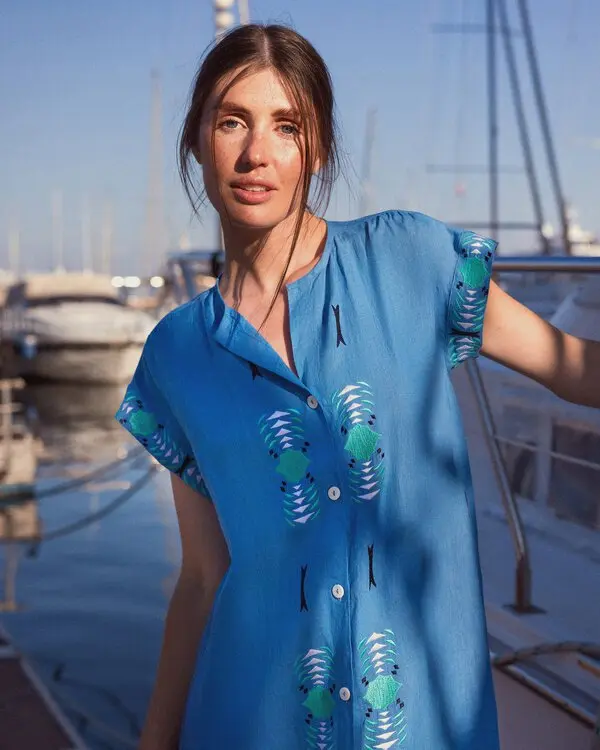 KARMA ON THE ROCKS Yuhin Embroidered Linen Maxi Dress