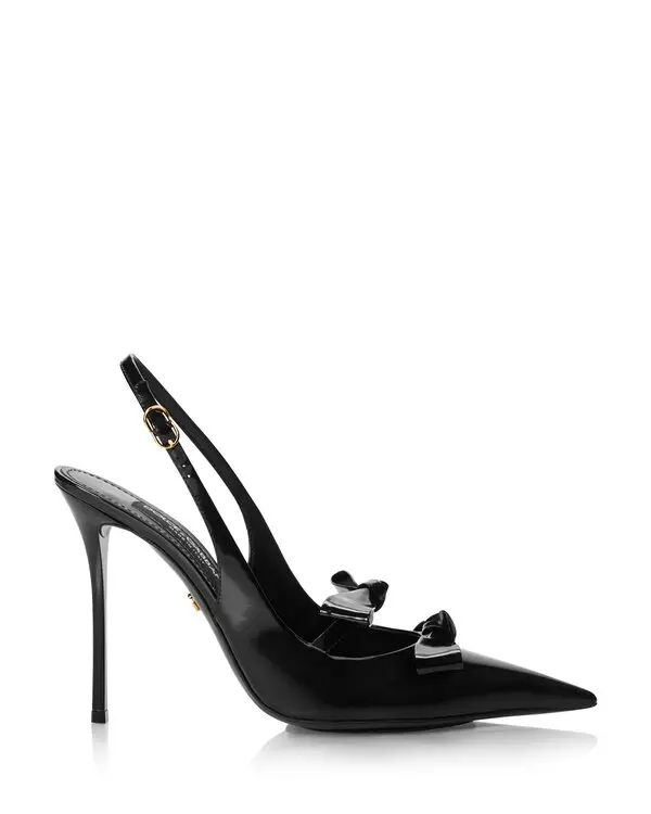 Dolce & Gabbana Pointed Slingback Pumps With Bow Detailing