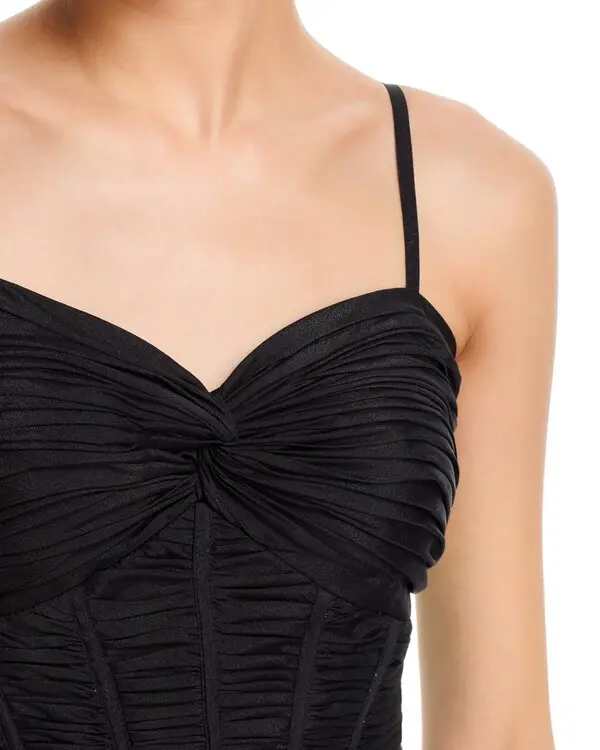 Aqua Orzna Pleated Gown - Black