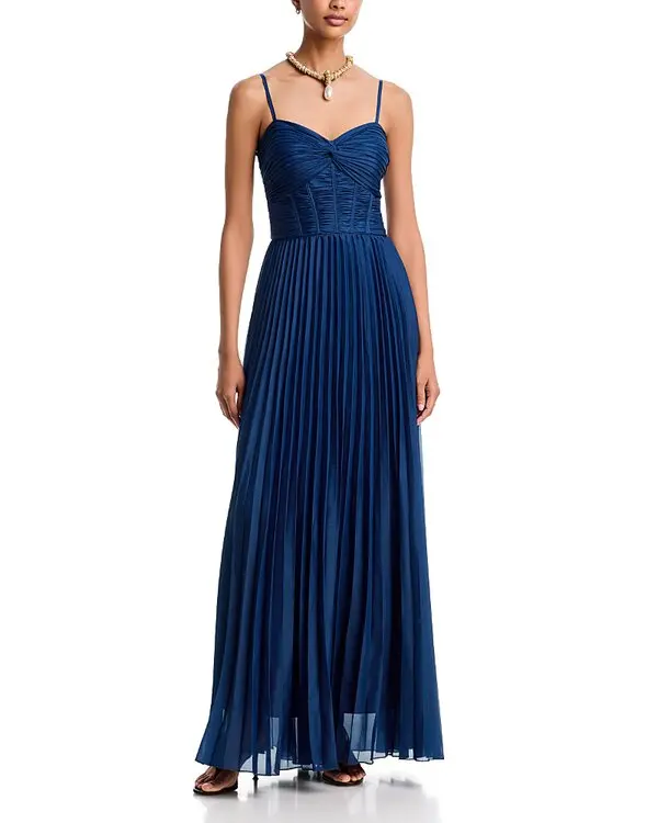 Aqua Orzna Pleated Gown Exclusive - Ocean